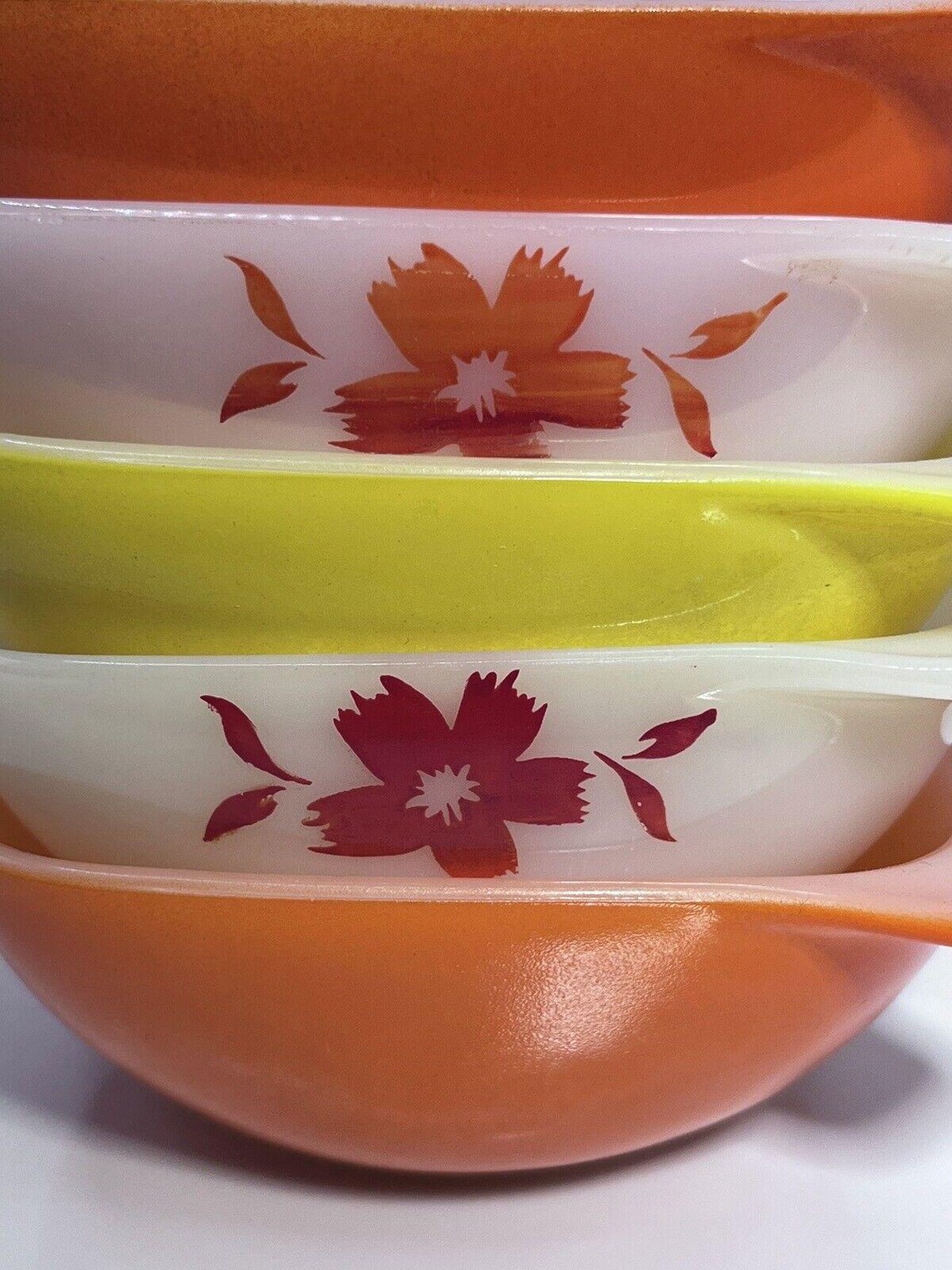 Vintage Agee / Crown Pyrex 2 Cape Tulip and 3 Harlequin Handled ...