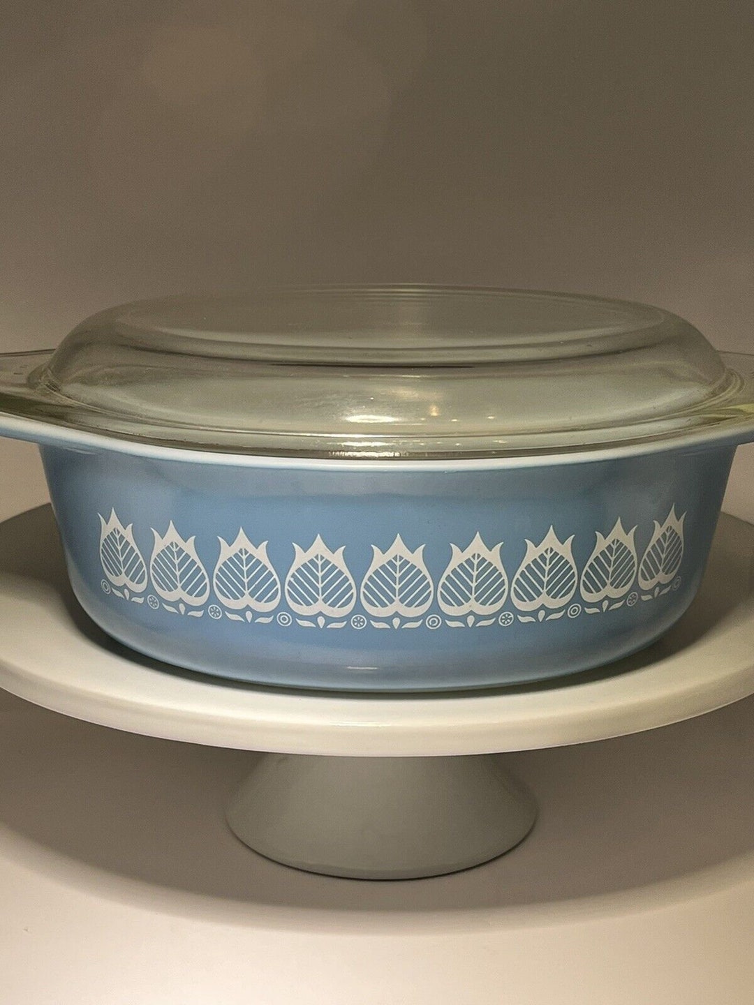 Vintage 1964 Pyrex Blue Tulip Promo Casserole Dish No. 043 1 1/2 Qt W ...