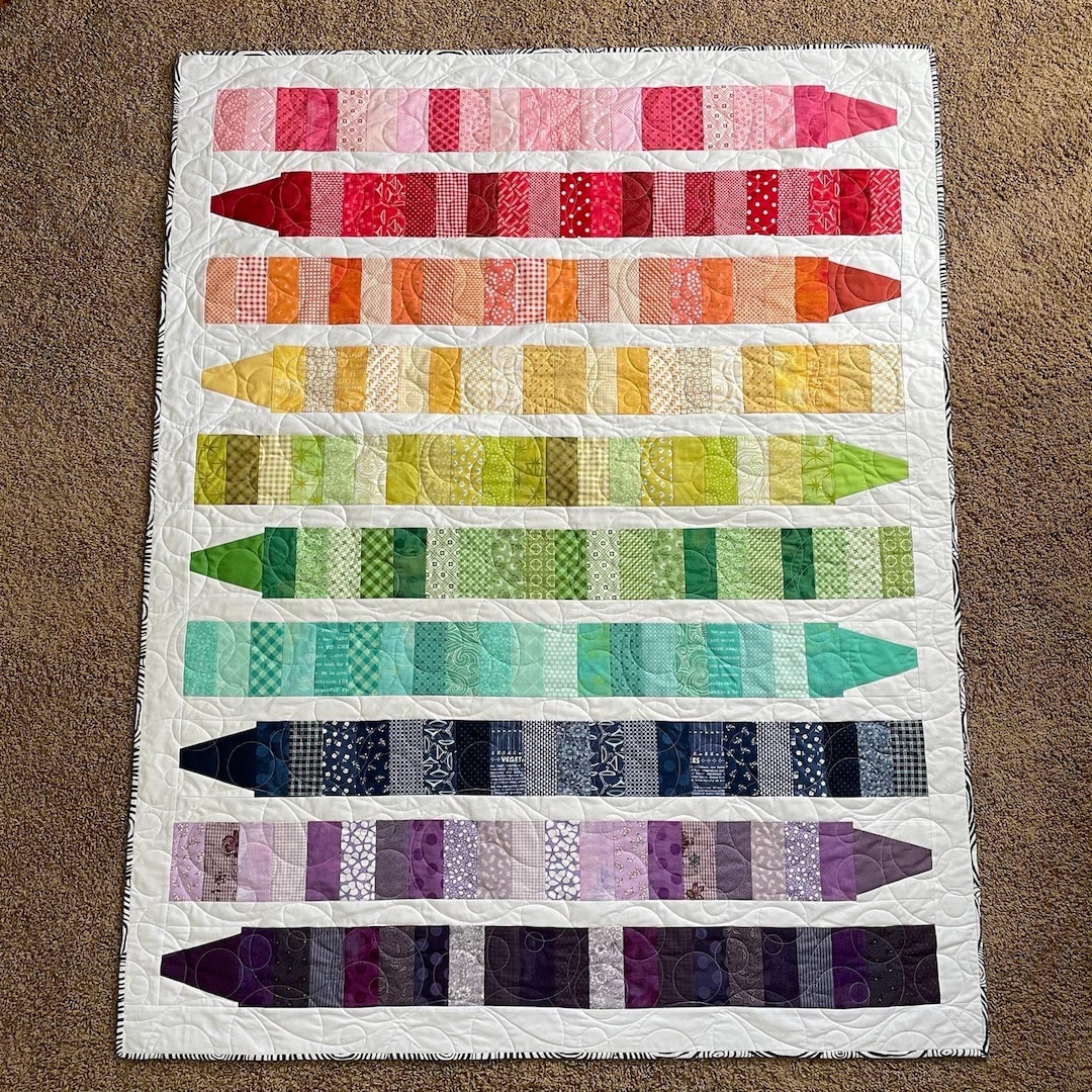 Handmade Quilt "crayon Box" Rainbow Crayon Toddler Quilt - Etsy