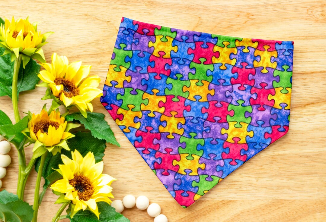 Luckipet: Puzzle Autism Pet Bandana - Etsy