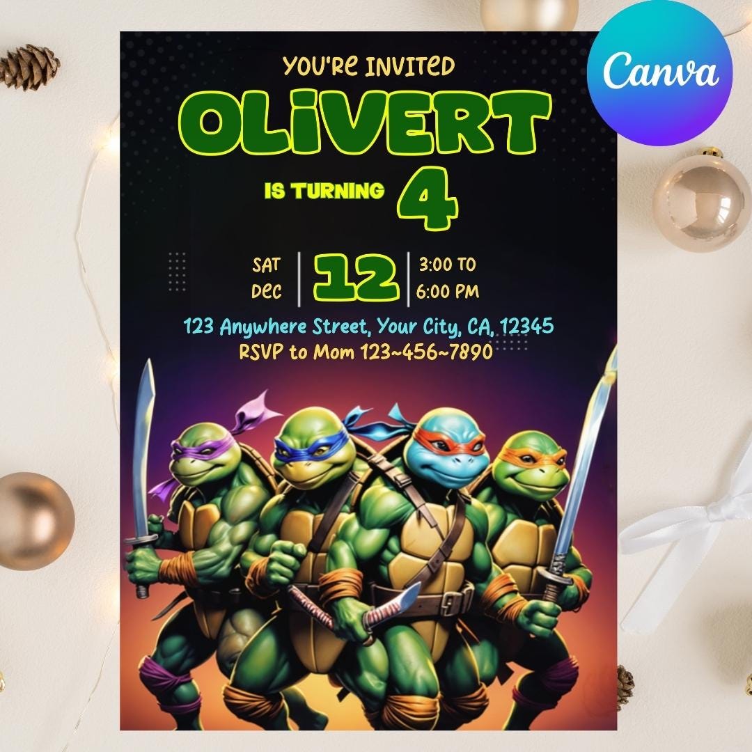 HOT Editable Ninja Turtle Birthday Invitation: Printable Ninja Turtle ...