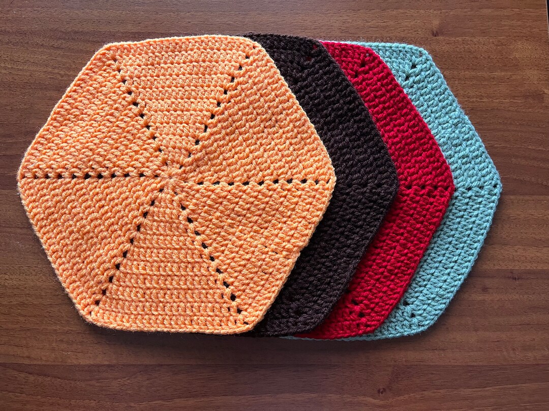 Crochet Hexagon Placemat Set Hexagon Coasters - Etsy