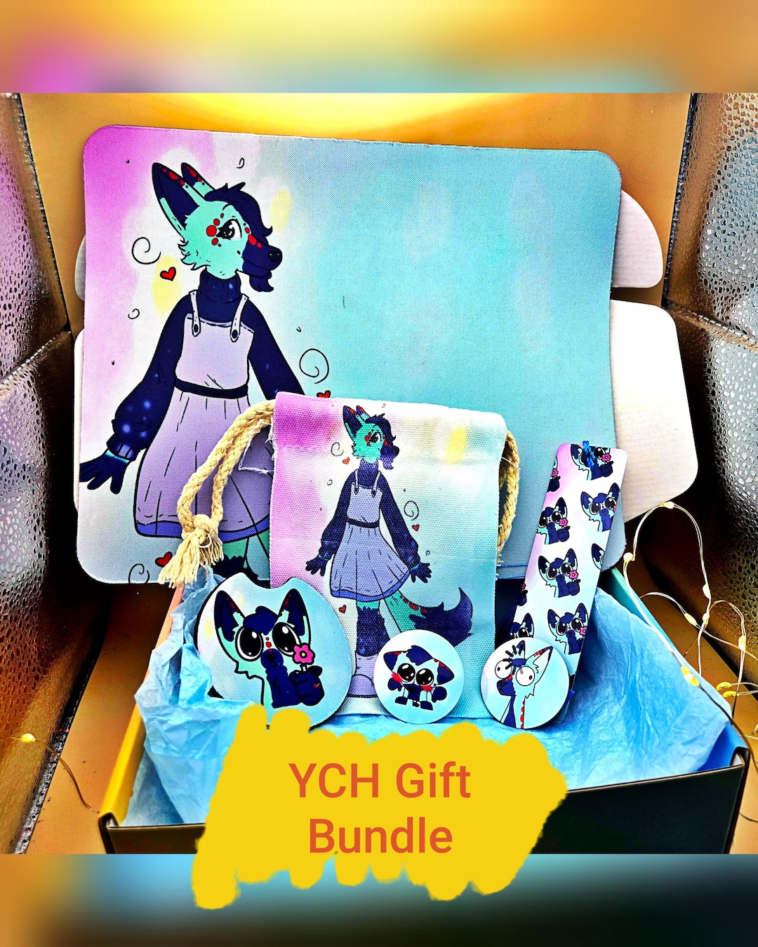 Custom Fursona Gift Box – Personalized Furry Art Bundle - Etsy