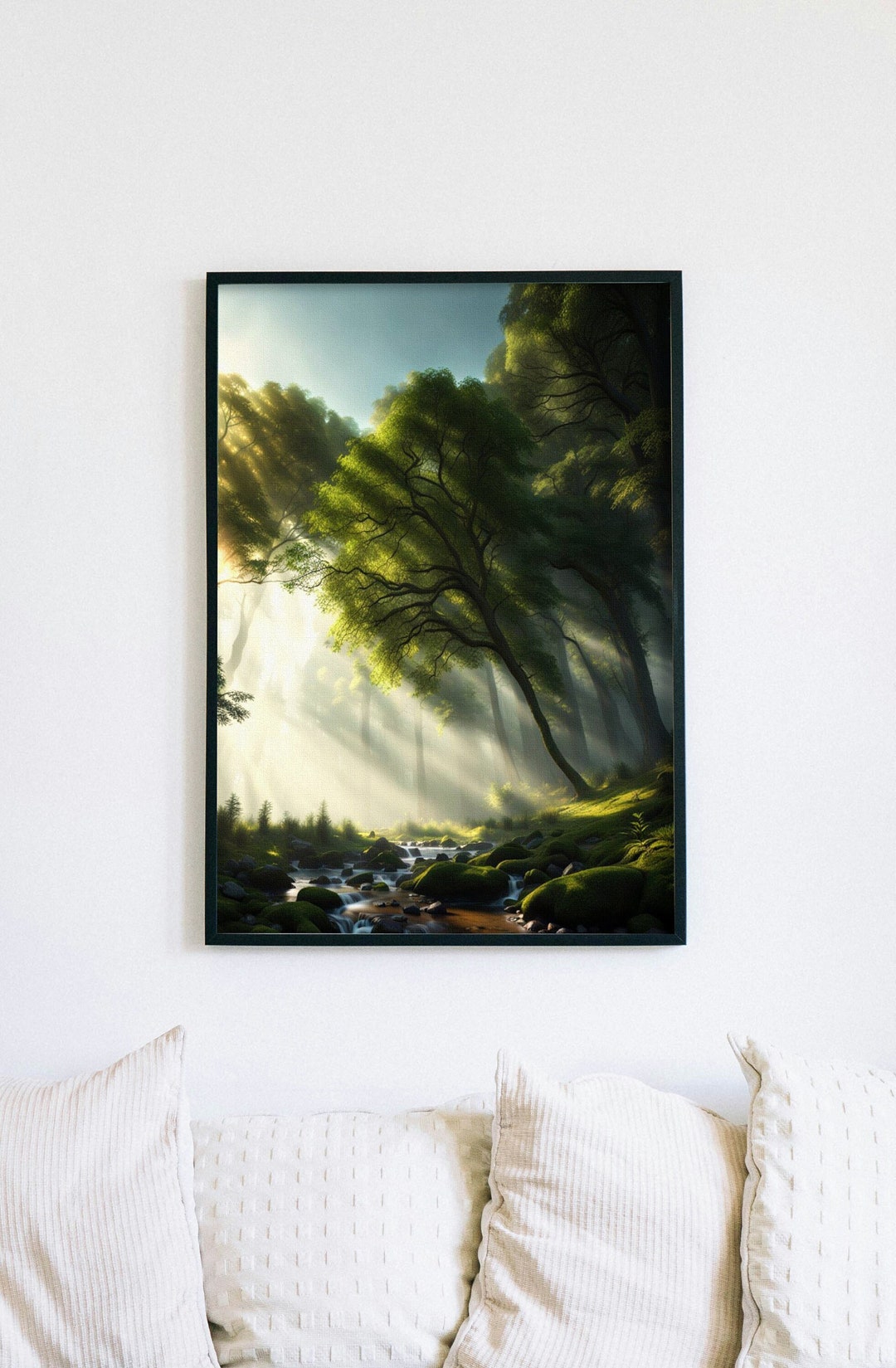 Forest Wall Art, Forest Decor, Digital Download, Misty Forest Art, AI ...