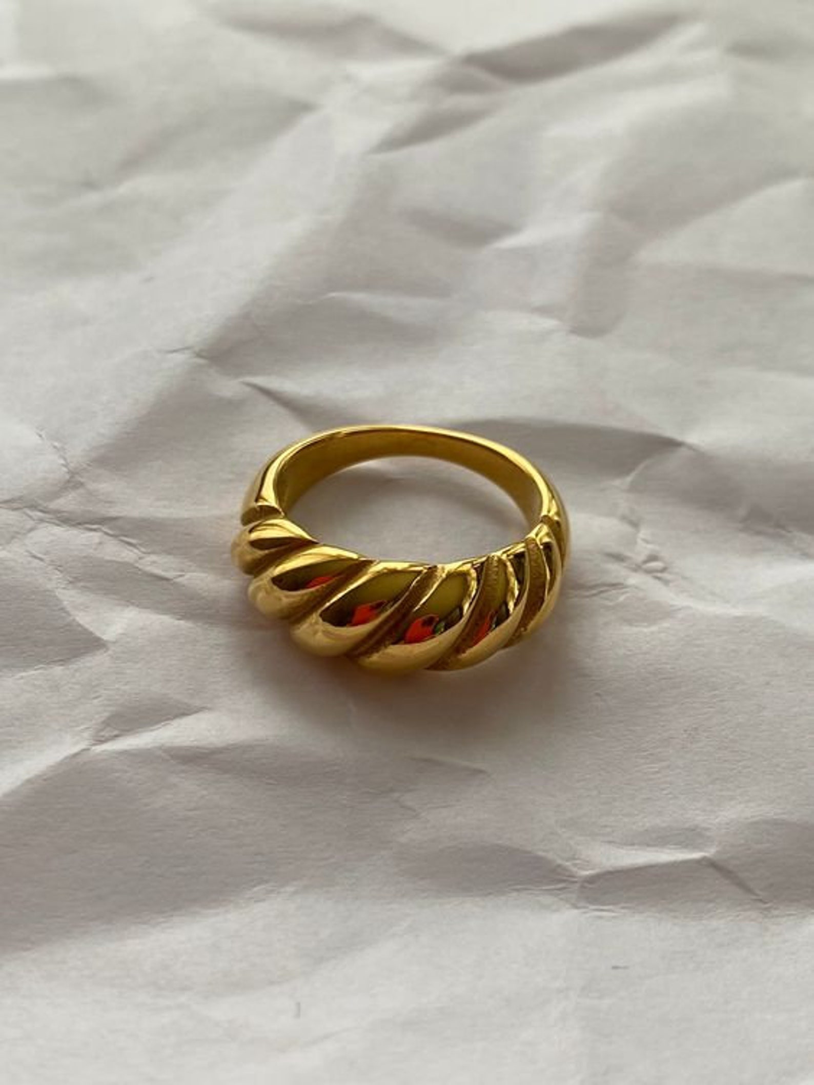 Gold Croissant Ring, Aesthetic Stacking Ring, Trendy Statement Ring ...