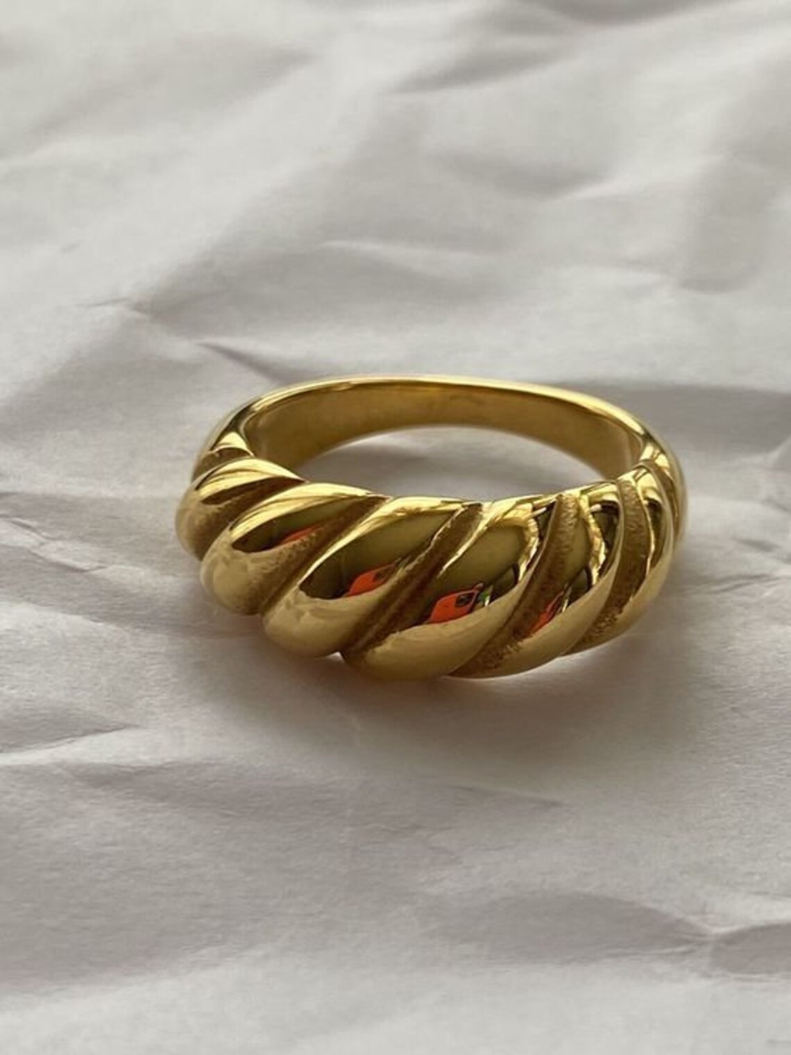 Gold Croissant Ring, Aesthetic Stacking Ring, Trendy Statement Ring ...