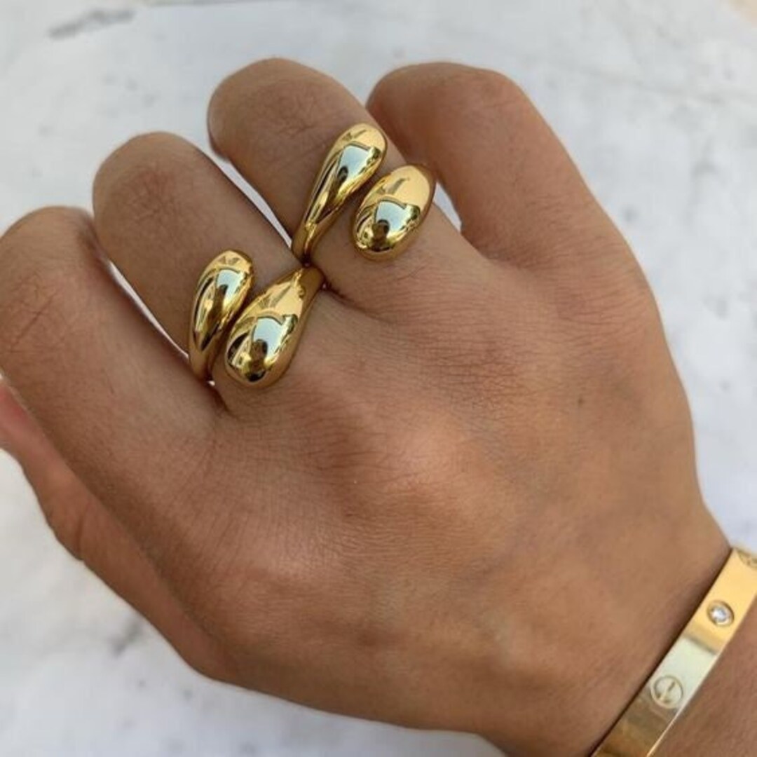 Gold Bold Chunky Wrap Adjustable Ring Aesthetic Statement Chunky Ring ...
