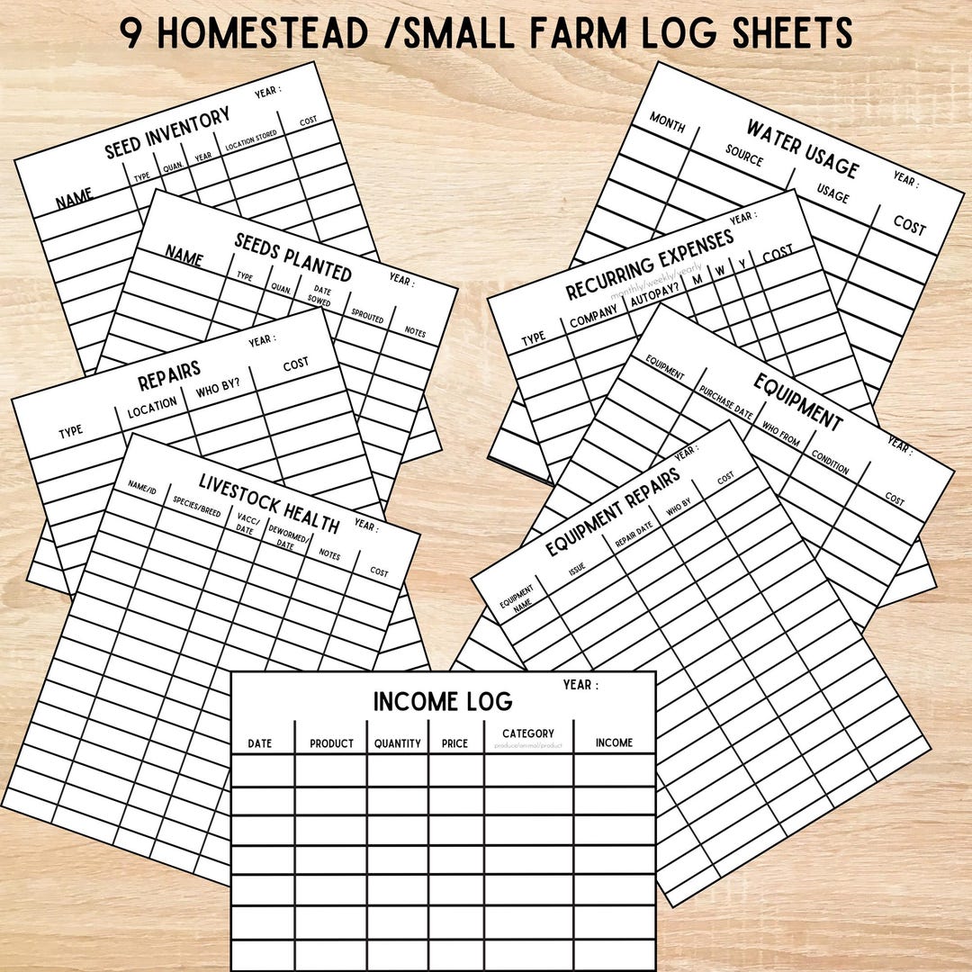PRINTABLE Minimalistic Farm Management Log - Printable Homestead ...