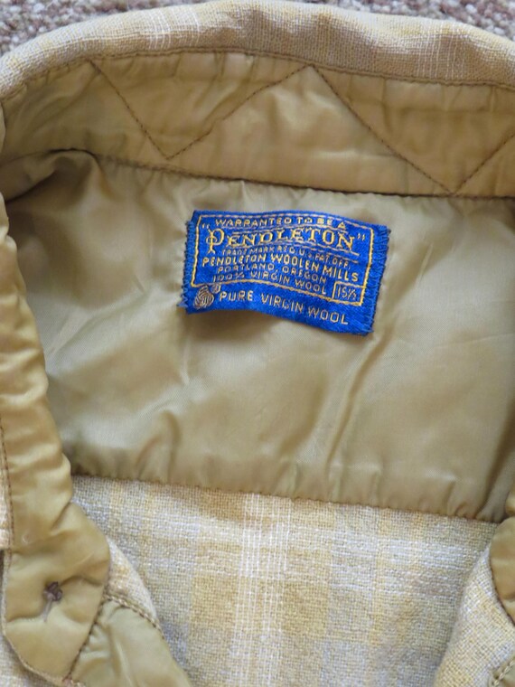 1960s Pendleton Yellow Plaid Elbow Patch Wool Flannel… - Gem