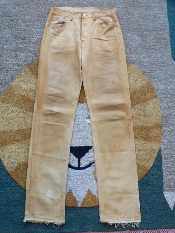 1990s Levi's 501 Yellow Rust Repaired Denim Jeans Mad… - Gem