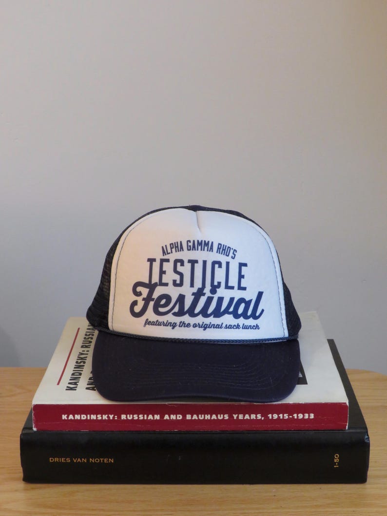 1980s Alpha Gamma Rho Fraternity Testicle Festival Navy Blue Foam Mesh ...