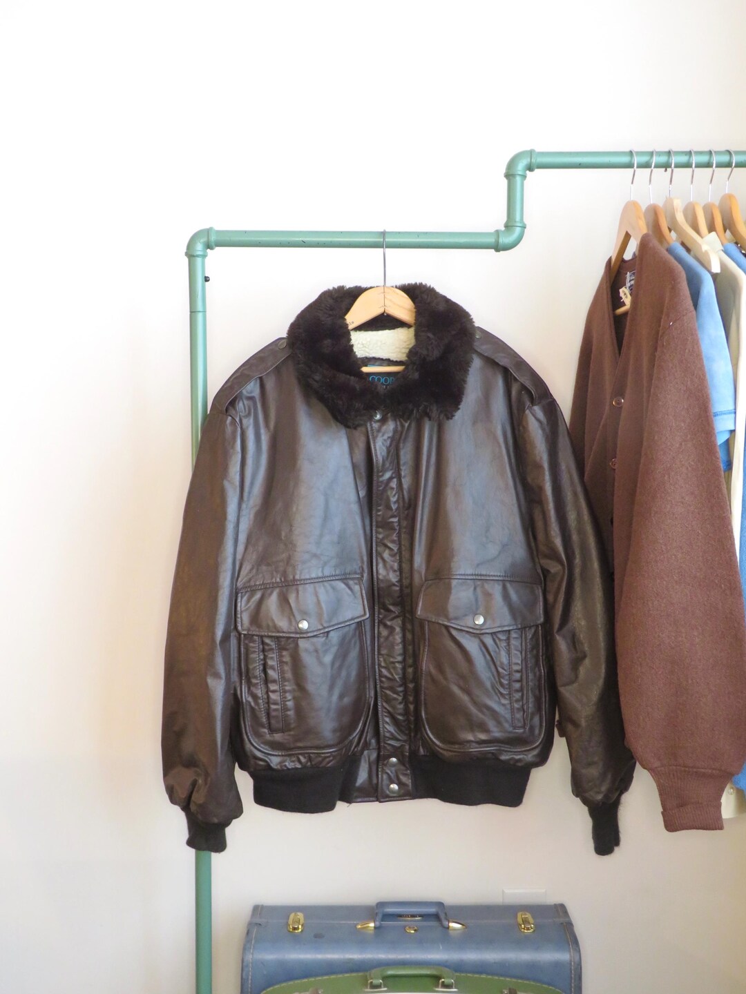 1990s Cooper G-1 Leather Boxy Lined Aviator Bomber Jacket Made in USA ...