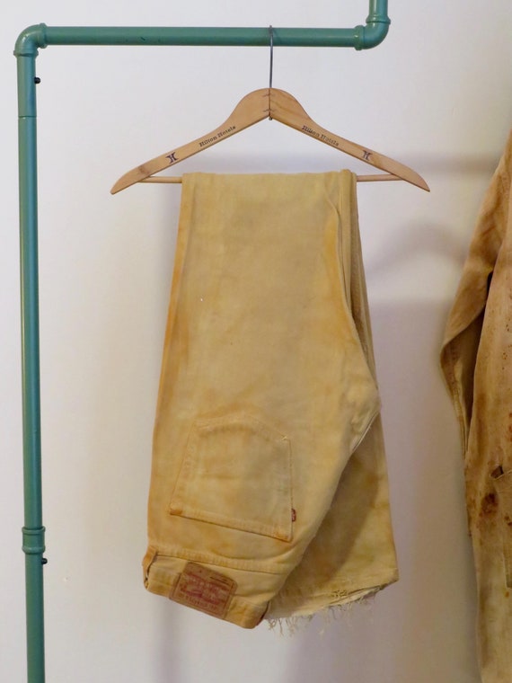 1990s Levi's 501 Yellow Rust Repaired Denim Jeans Mad… - Gem