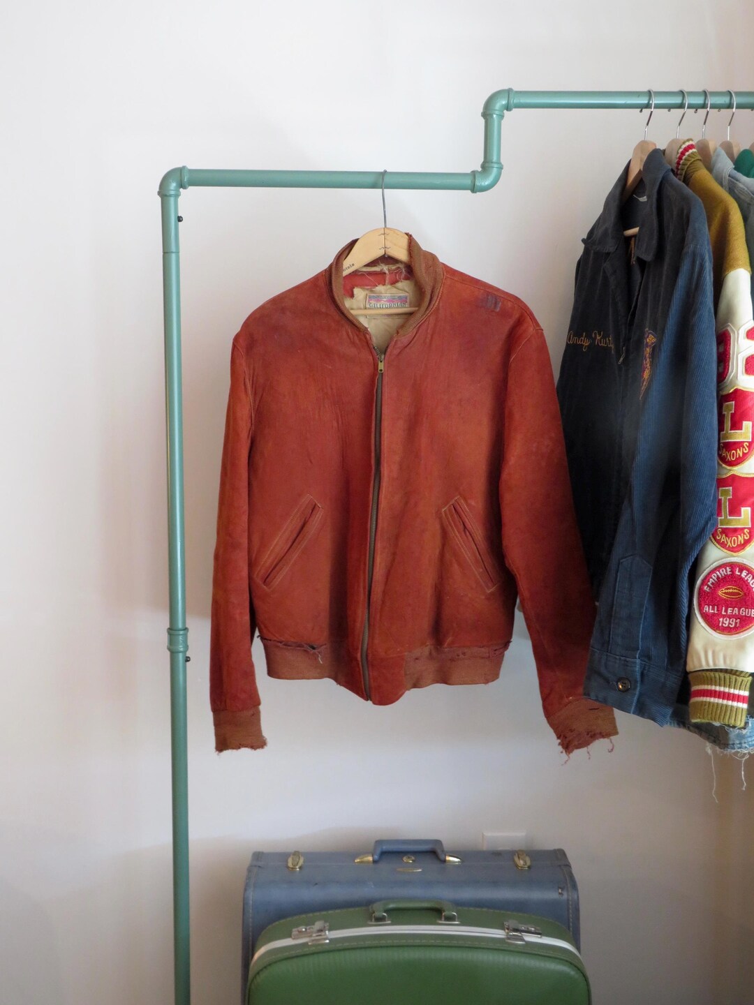1960s Californian Distressed Rust Suede Bomber Jacket - Etsy