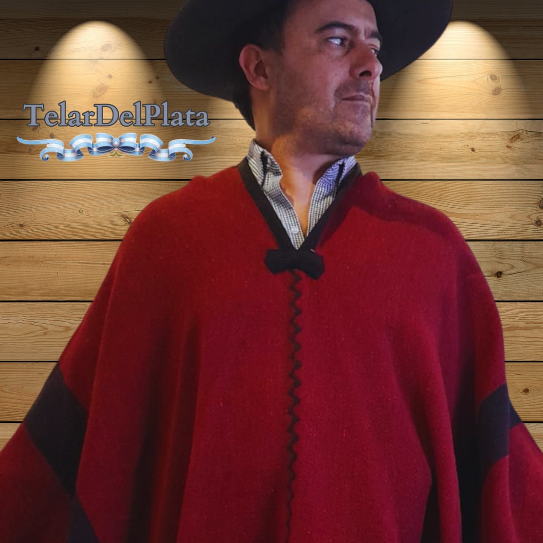 Argentine Poncho.pure Sheep Wool.loom Woven,rustic and Heavy.gaucho ...