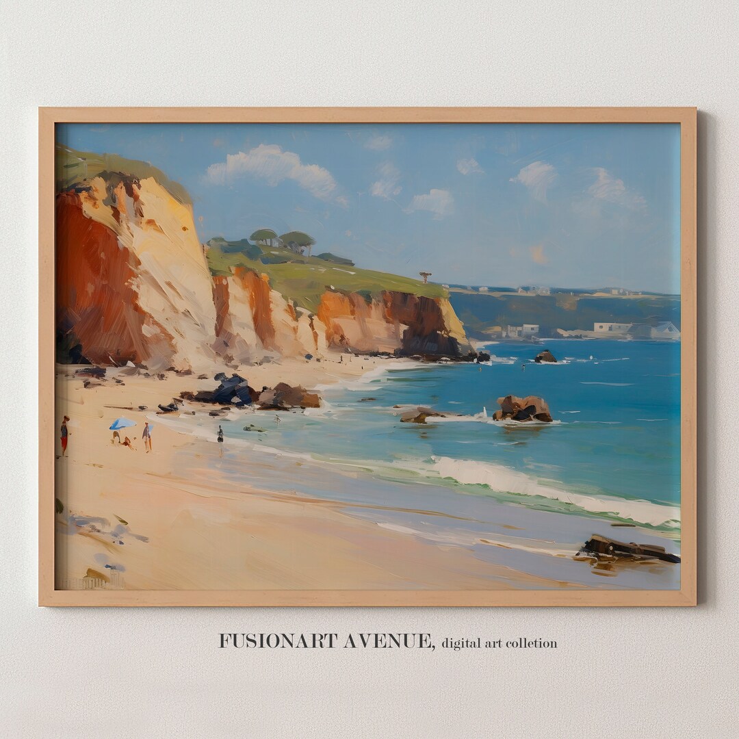 Printable Modernist the North Beach Landscape Painting, Landscape Art ...