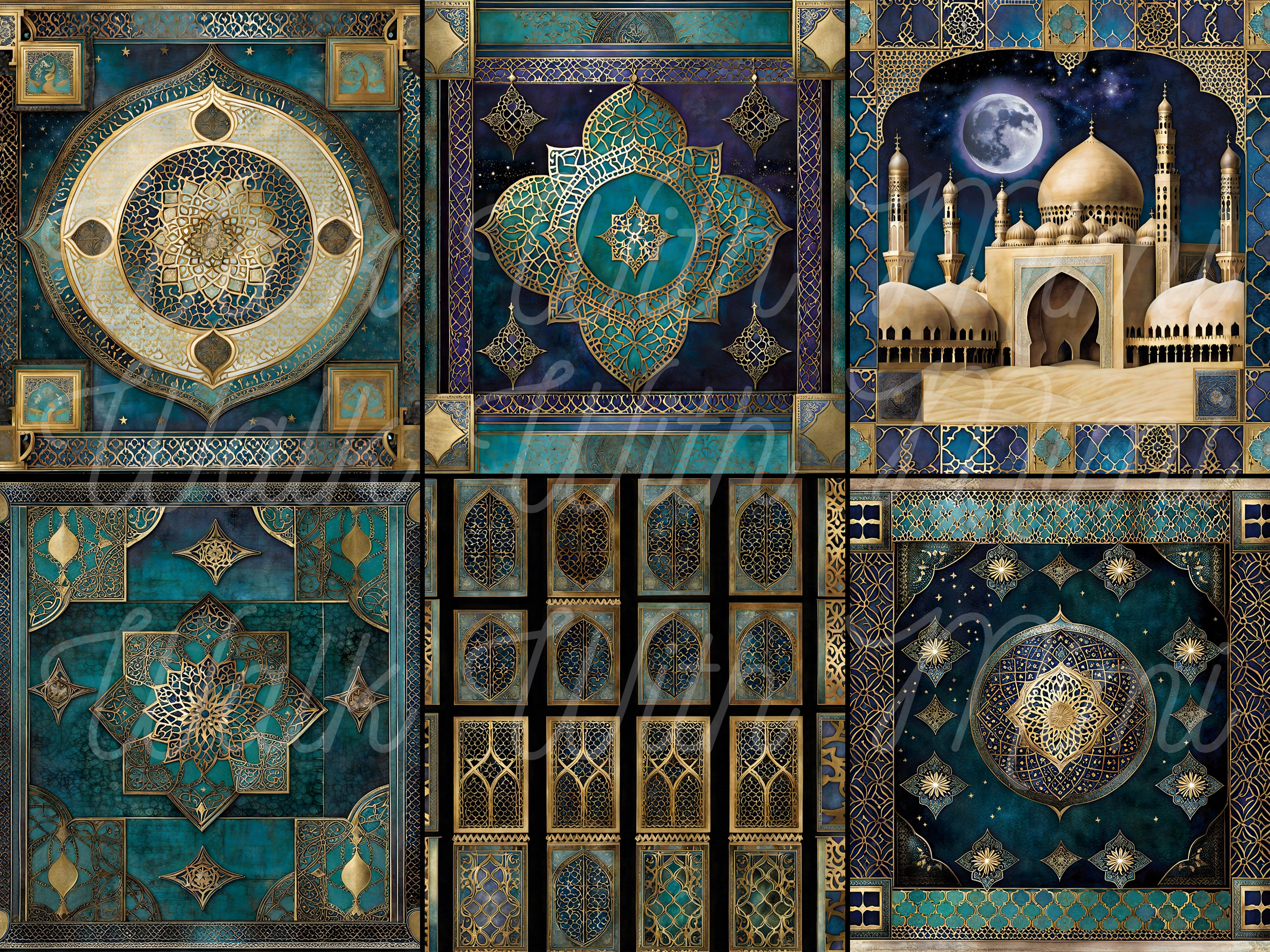 Arabian Nights Digital Paper Pack, Middle Eastern, Palace Backdrop ...