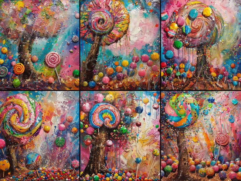Candy Trees, Abstract, Painting, Candyland Trees, Textured, 22 Images ...