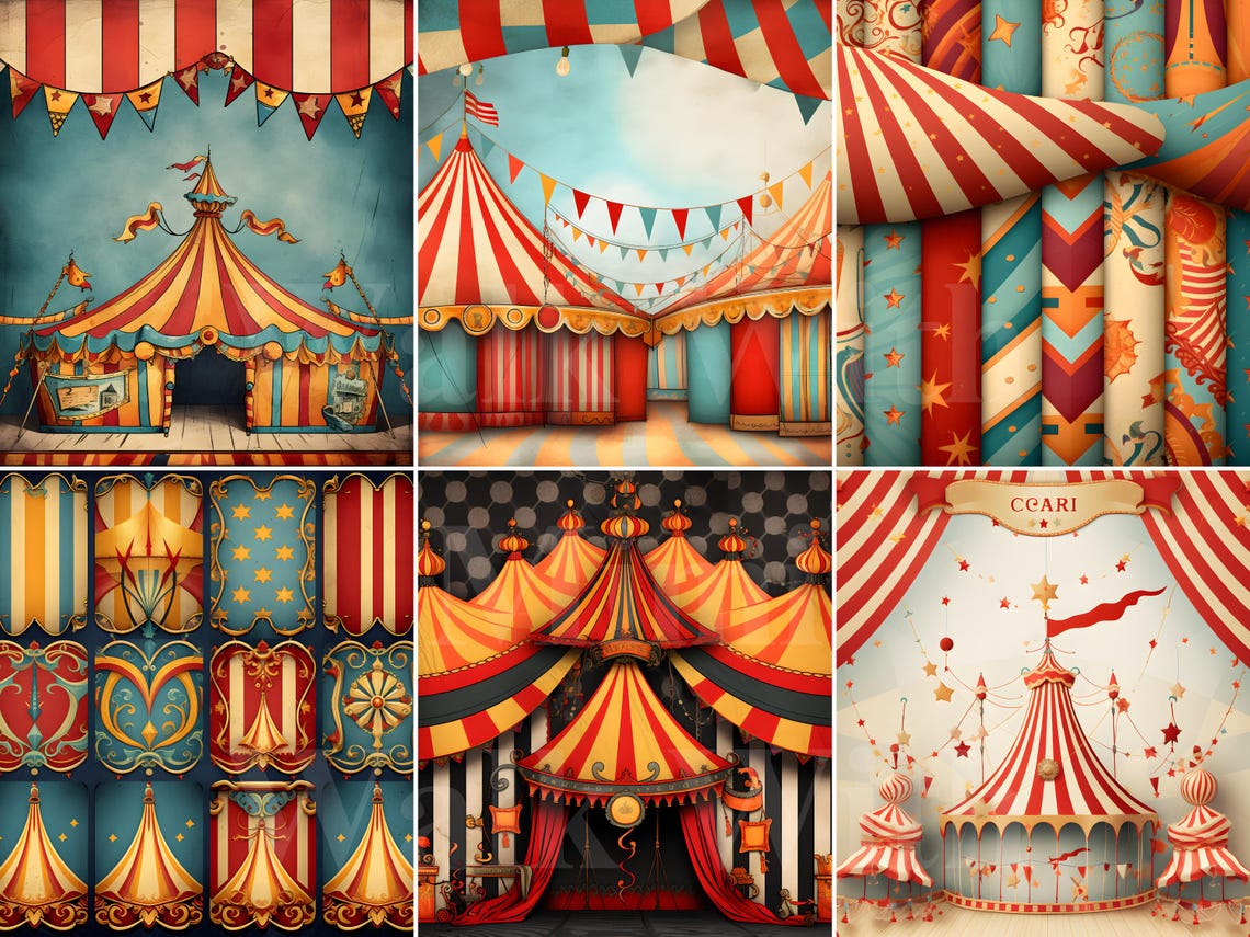 Circus Digital Papers. Vintage Circus, Scrapbooking, Junk Journal Kit ...