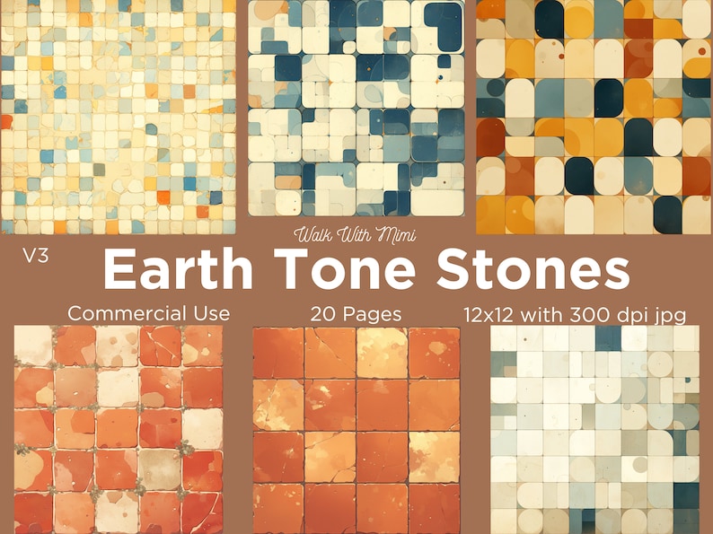 Earth Tone Stone Digital Paper, Scrapbooking Paper, Cobblestone, Stone Backgrounds, Junk Journal ...