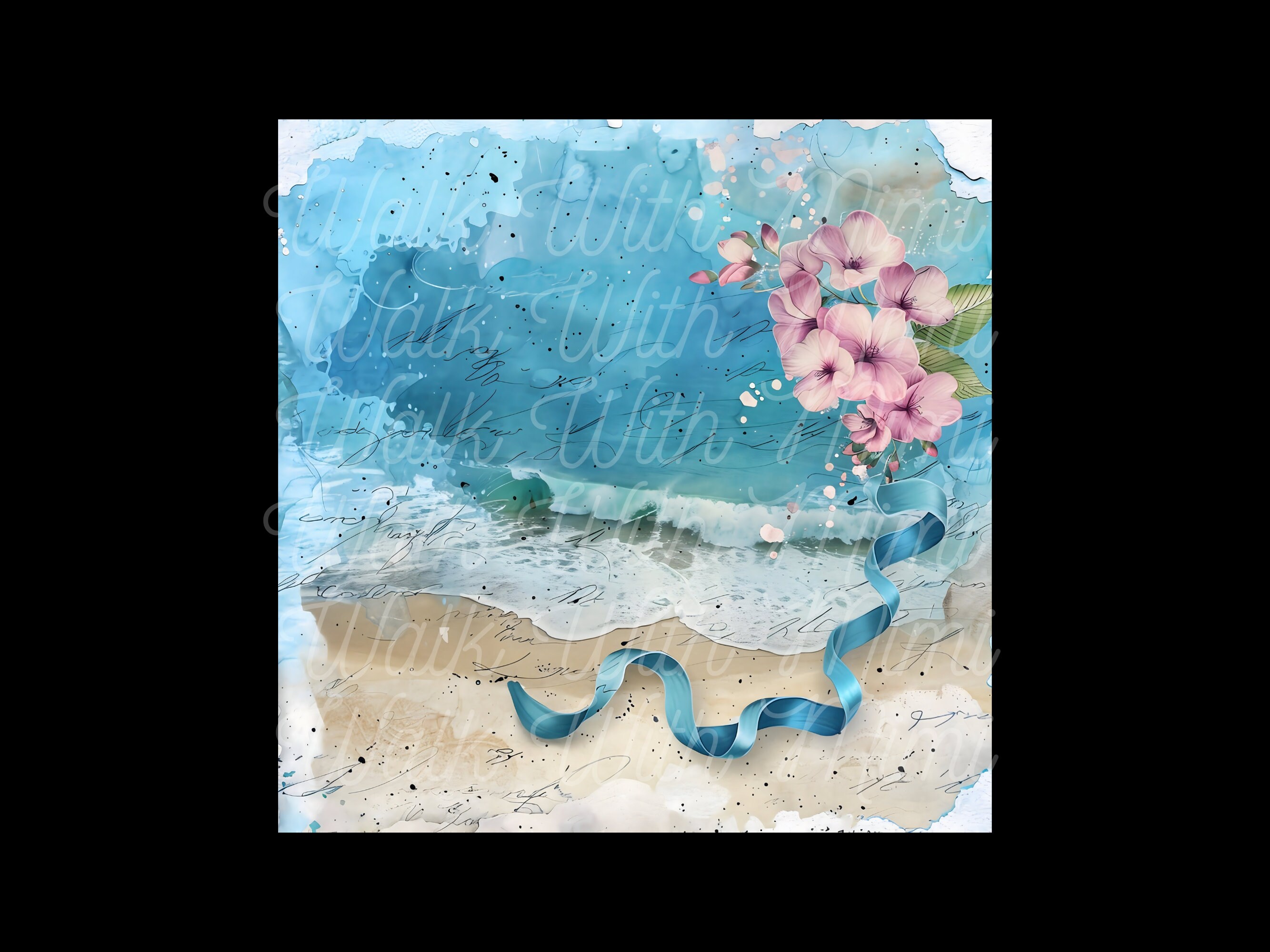 Beach Letters Digital Paper, Summer, Ocean, Landscape, Printable ...