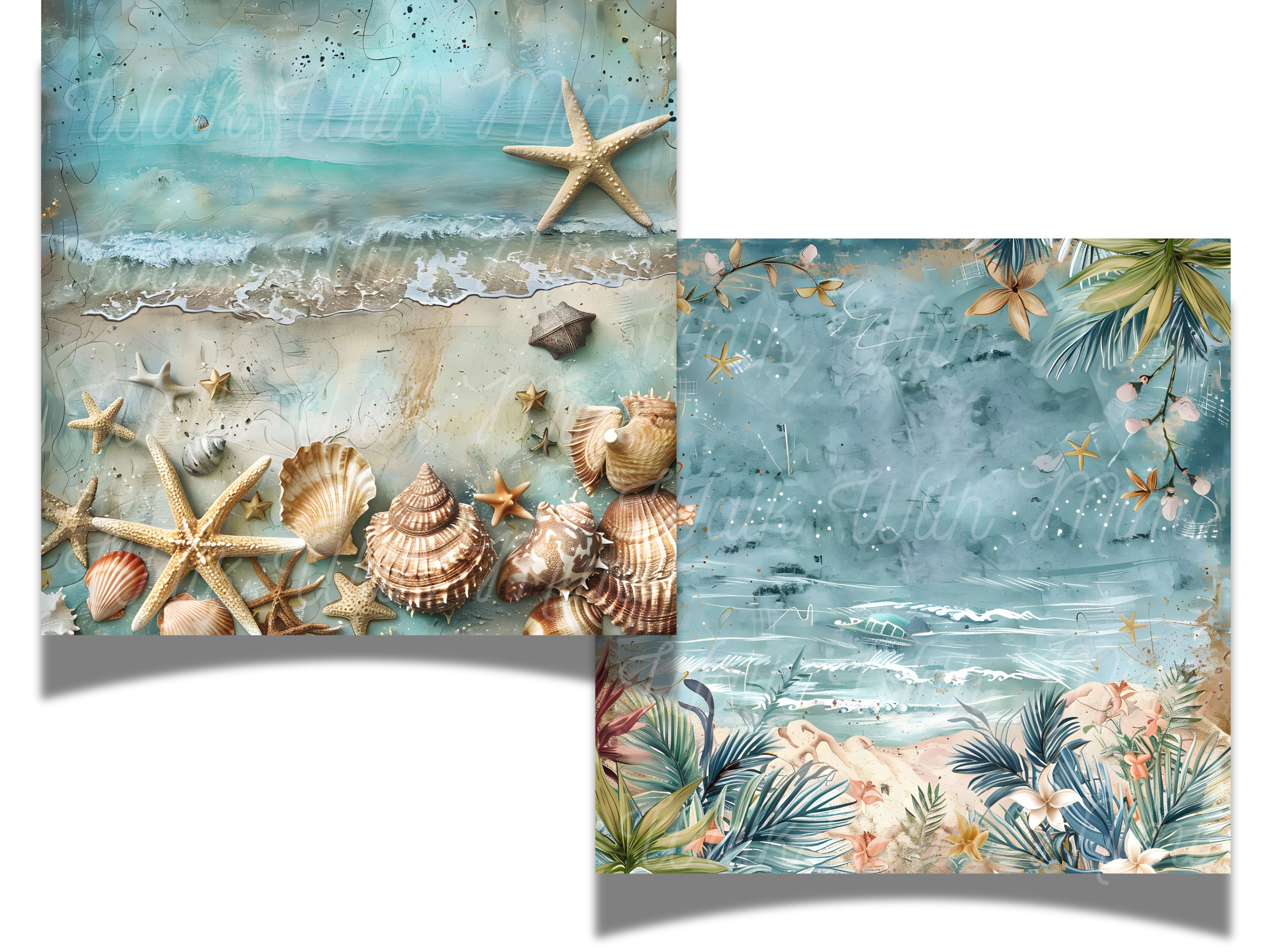 Vintage Beach Digital Papers, Beach Themed, Scrapbook Paper 26 Pages ...