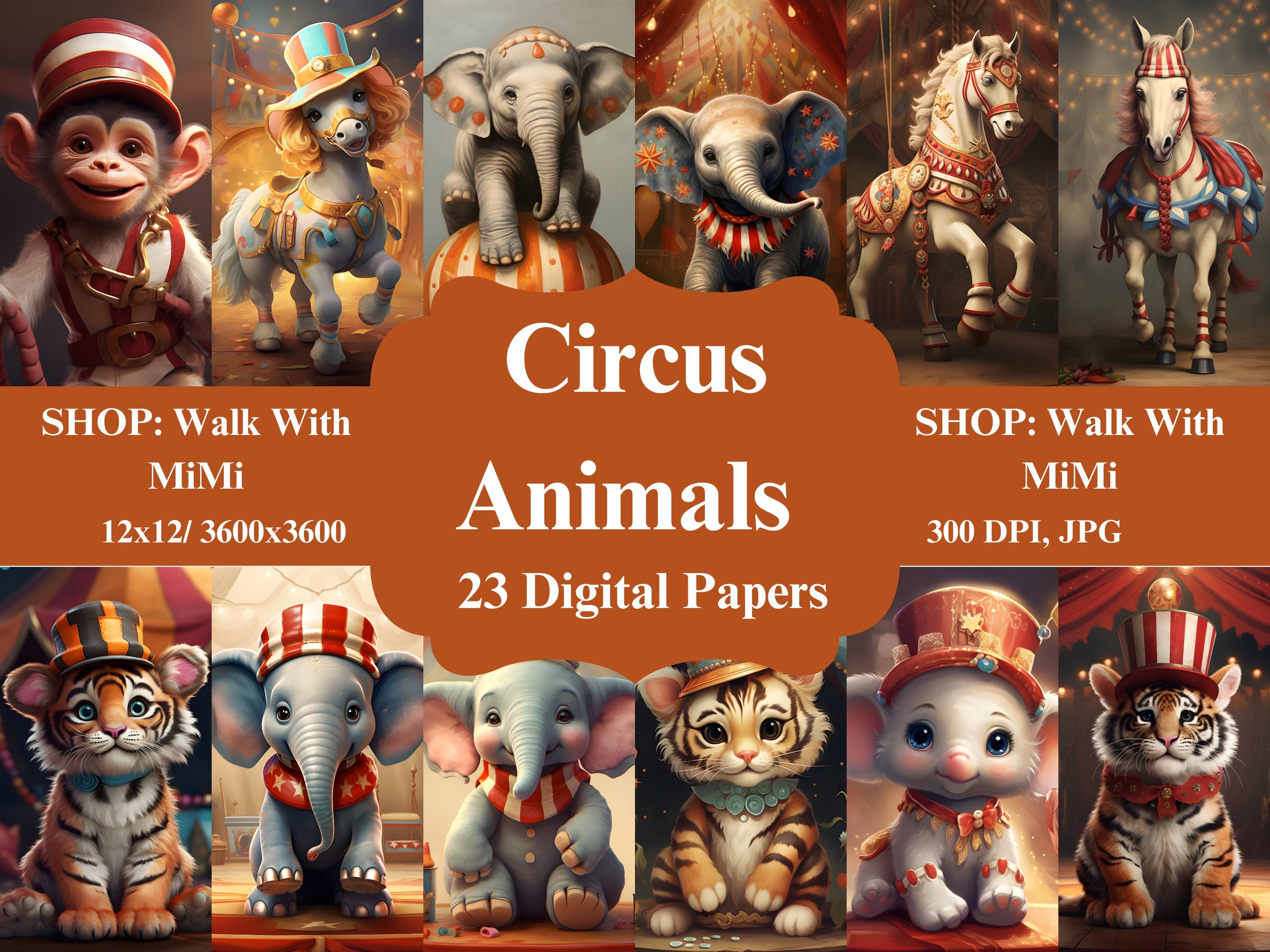 Circus Animal Digital Papers. Vintage Circus, Scrapbooking, Junk ...