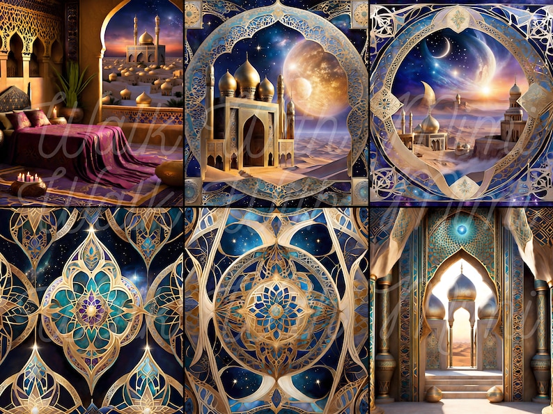 Arabian Nights Digital Paper Pack, Middle Eastern, Palace Backdrop ...