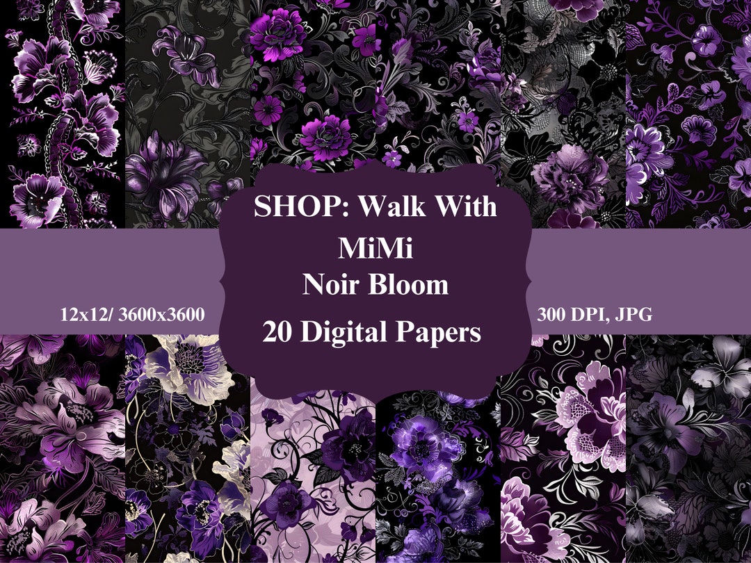 Purple Floral Digital Paper: Beautiful Patterns for Scrapbooking ...