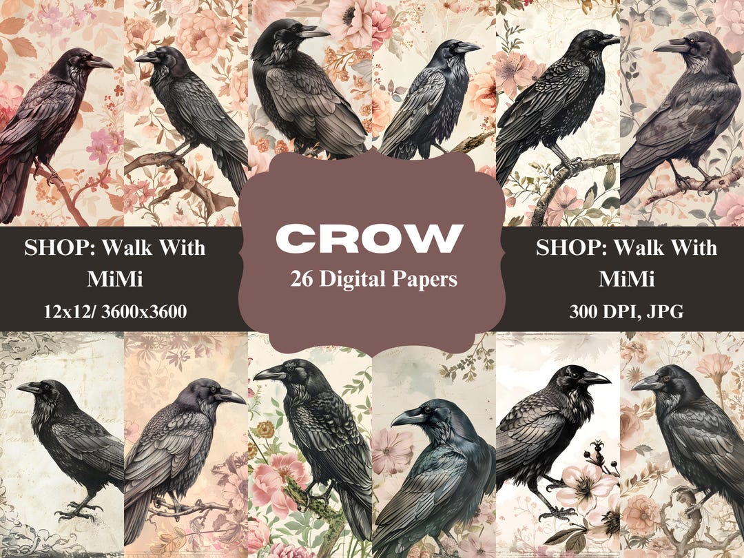 Crow Digital Paper Pack: Beautiful Paper for Scrapbooking, Crafts ...