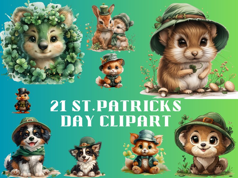 St. Patricks Day Animal Clipart, 21 Pages, Clovers, Saint Patricks Day ...