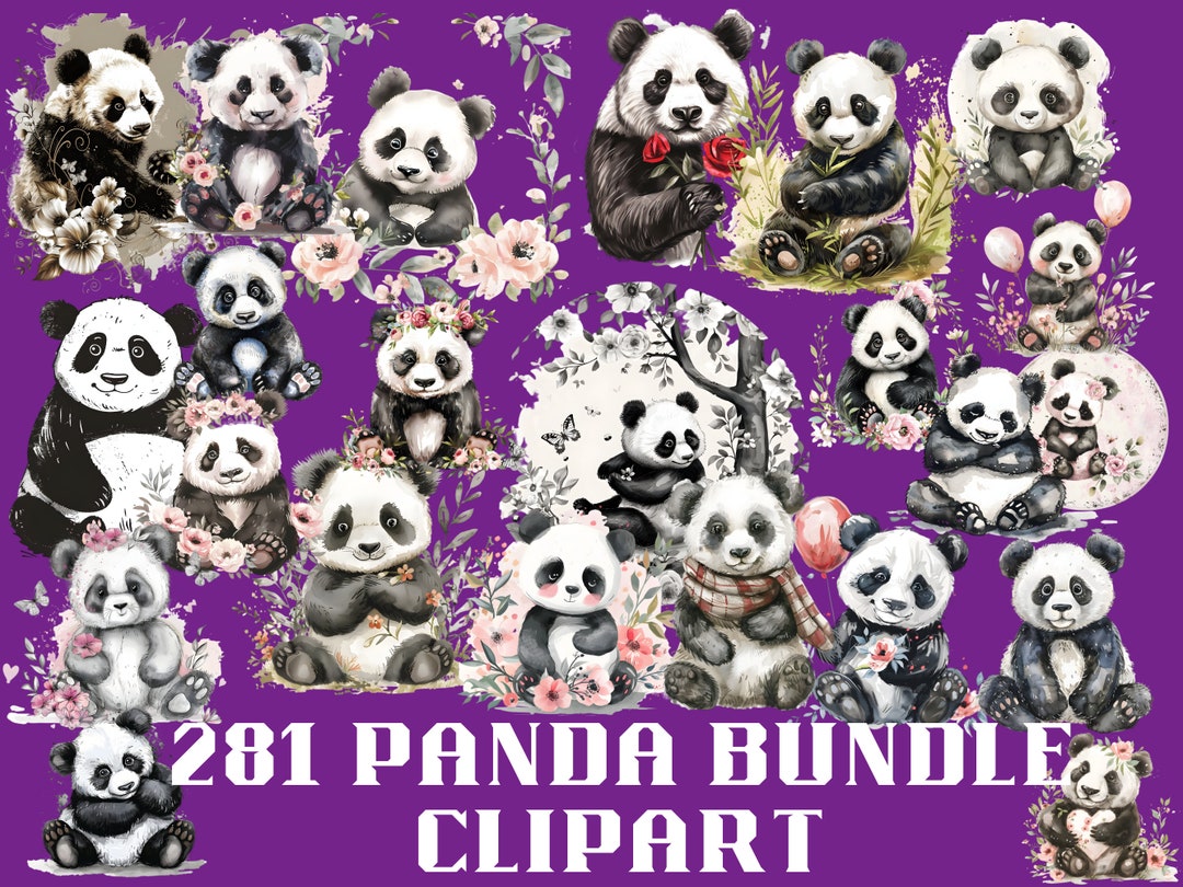 281 Varity of Pandas Bundle Clipart, Panda Graphics, PNG, Instant ...