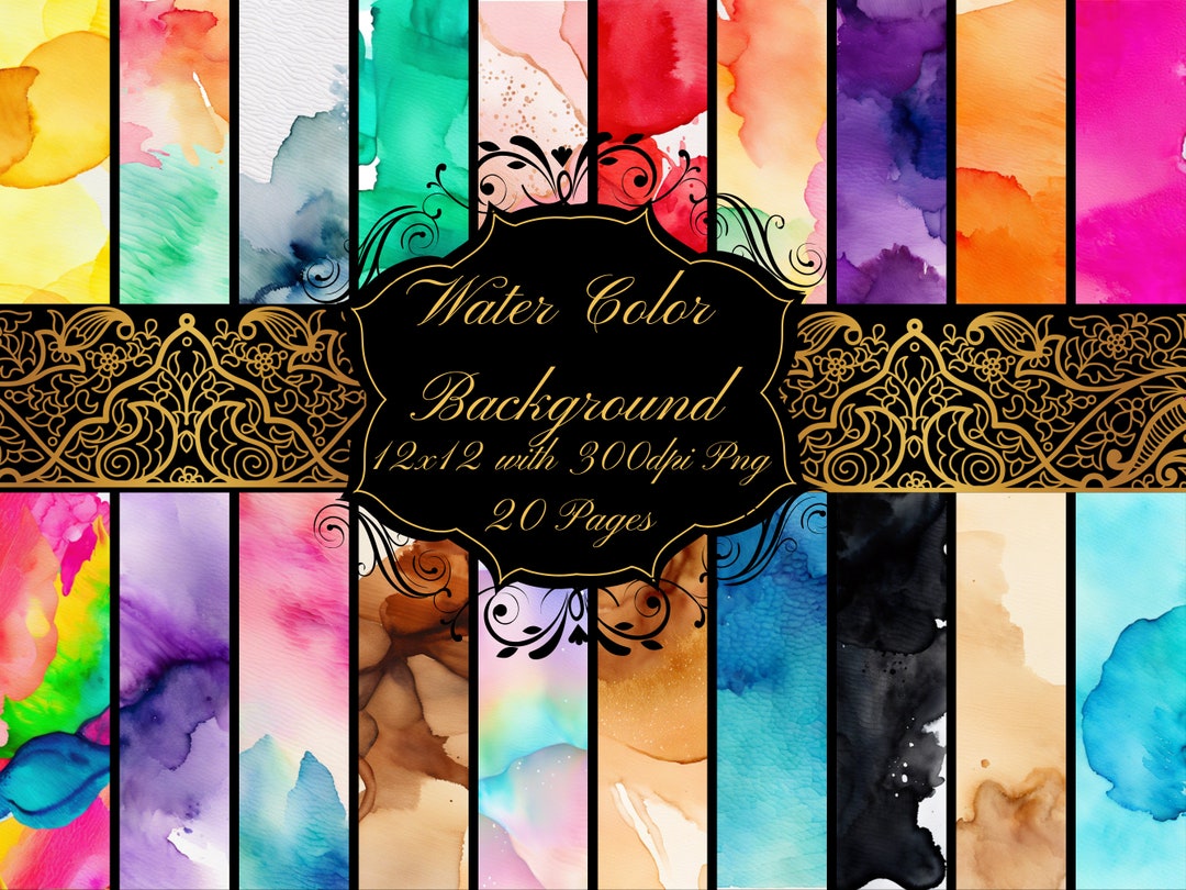 Water Color Backgrounds, Download and Print, 12 X 12, With 20 Pages ...