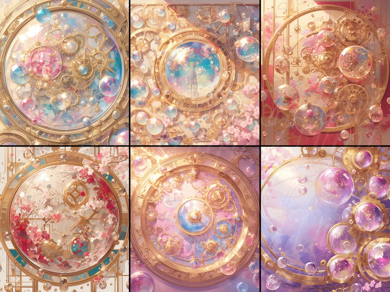Pink Steampunk Digital Paper, Scrapbook Paper, Printable Junk Journal ...