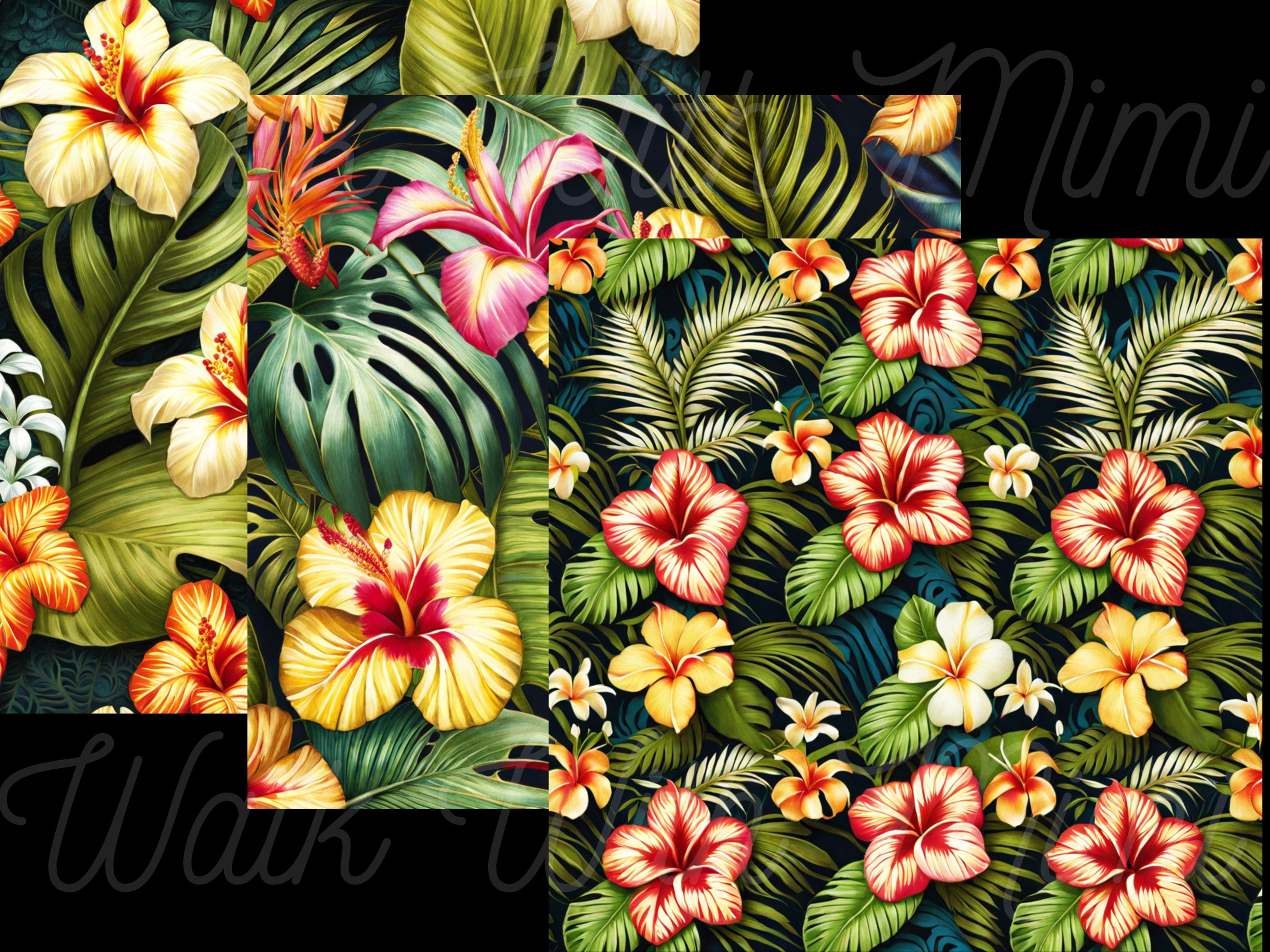 Hawaiian Digital Paper,florals, Birds, 21 Pages, High Quality, Instant ...