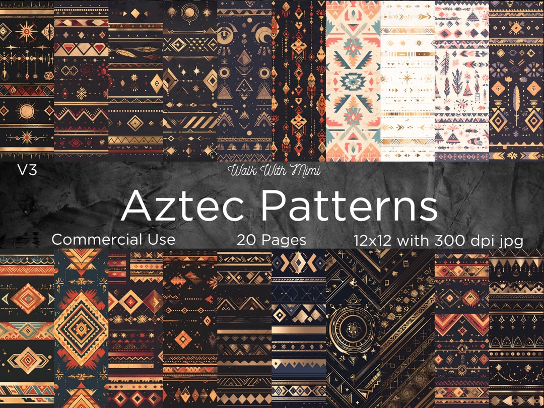 Aztec Digital Paper, Digital Background, Junk Journal Kit, Printable ...