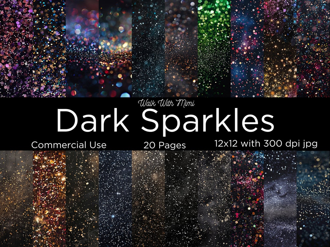 Dark Sparkles Digital Paper, Glitter, Sparkles, Dark Background ...