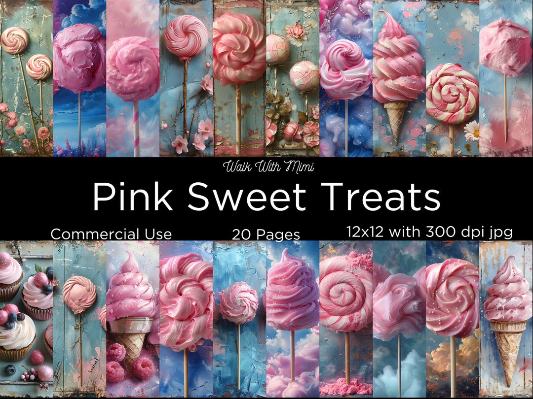 Pink Treats, Sweets, Desserts, Cotton Candy, Digital Paper ...