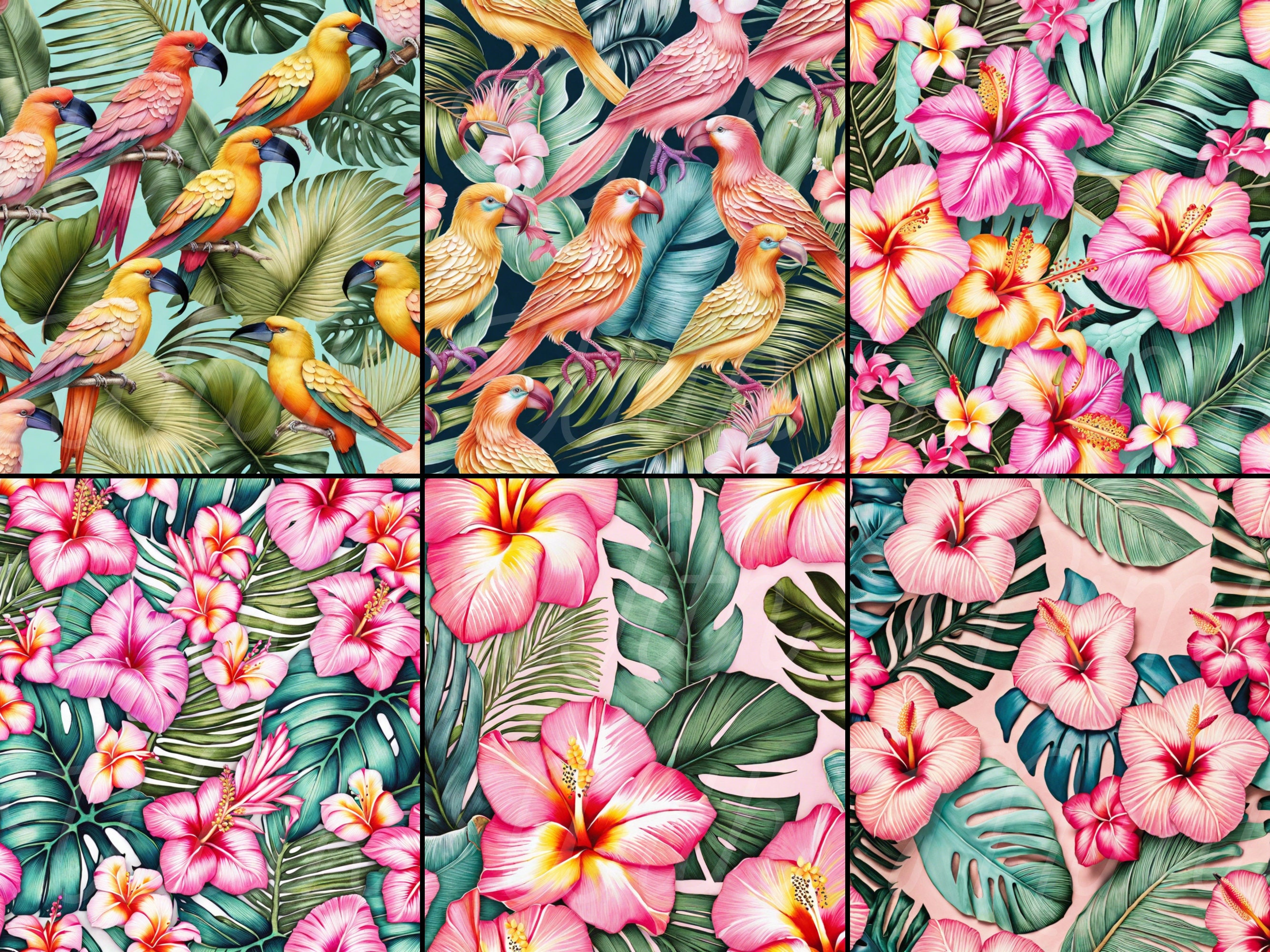 Hawaiian Digital Paper,florals, Birds, 21 Pages, High Quality, Instant ...