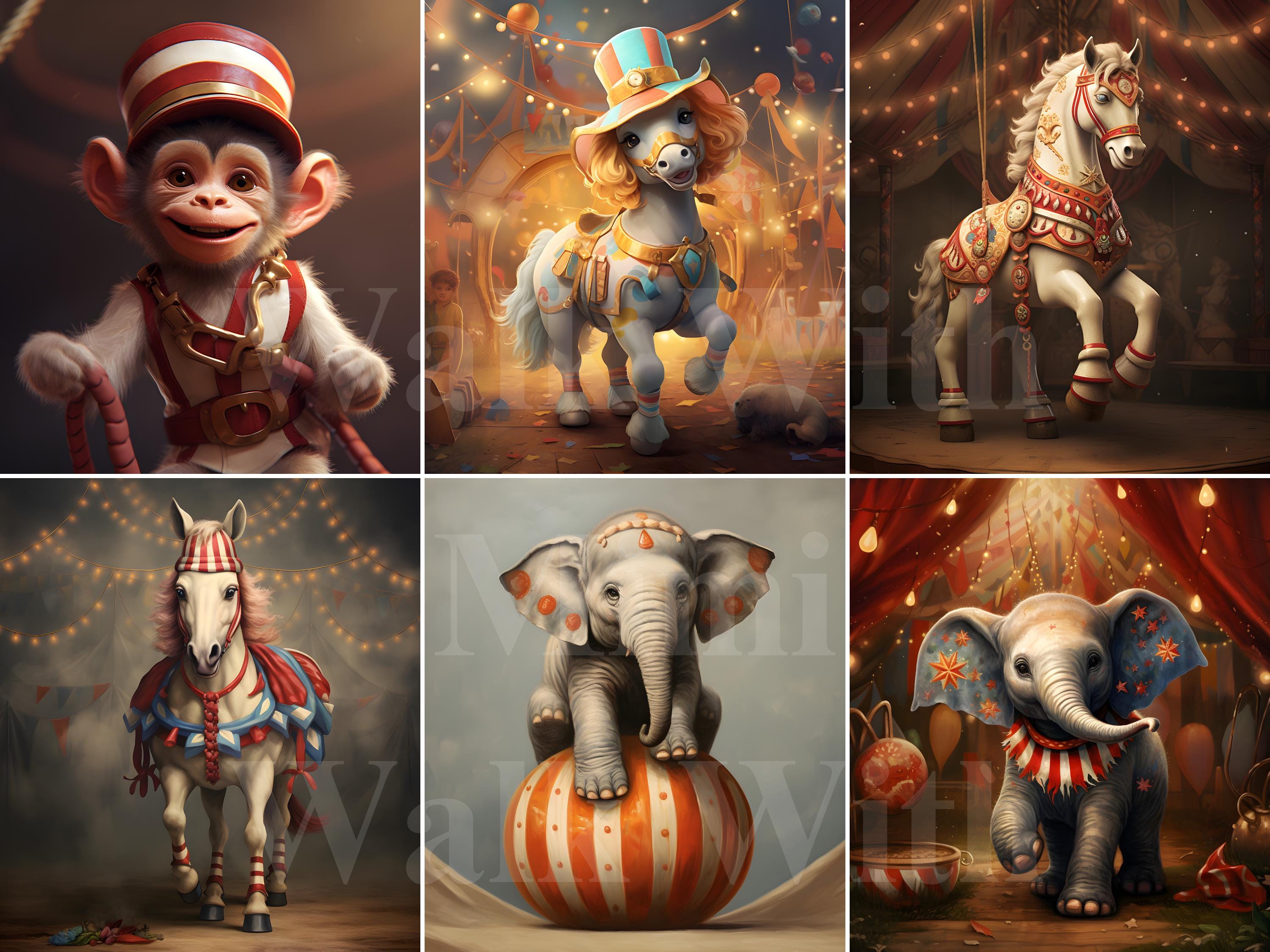 Circus Animal Digital Papers. Vintage Circus, Scrapbooking, Junk ...