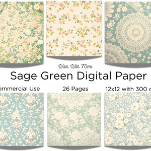Sage Green Digital Paper for Crafting, Scrapbooking, and More - Etsy