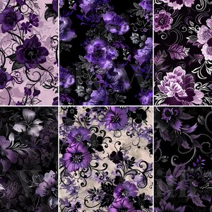 Purple Floral Digital Paper: Beautiful Patterns for Scrapbooking ...