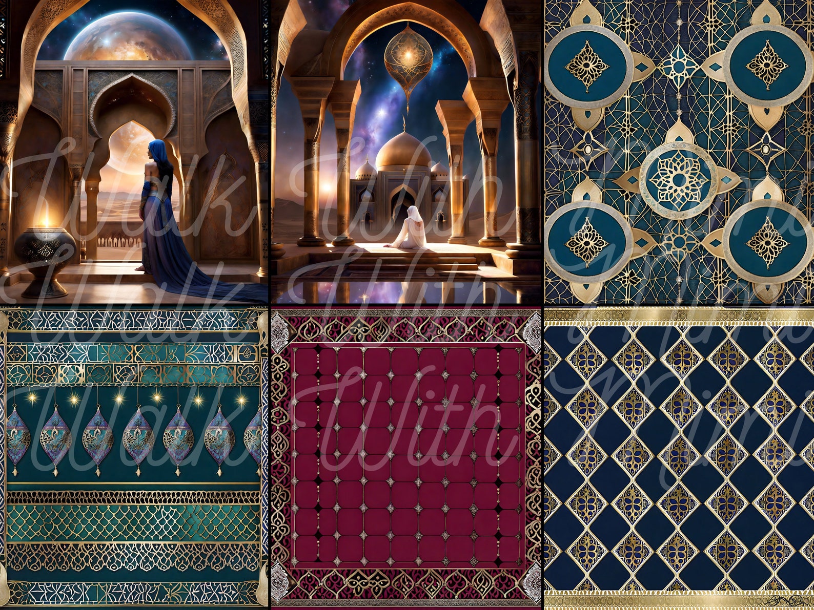 Arabian Nights Digital Paper Pack, Middle Eastern, Palace Backdrop ...