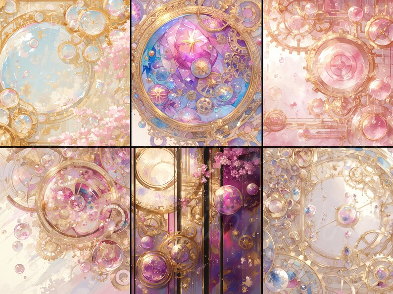 Pink Steampunk Digital Paper, Scrapbook Paper, Printable Junk Journal ...