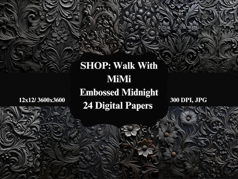 Black Embossed Digital Paper: Beautiful Patterns for Scrapbooking ...