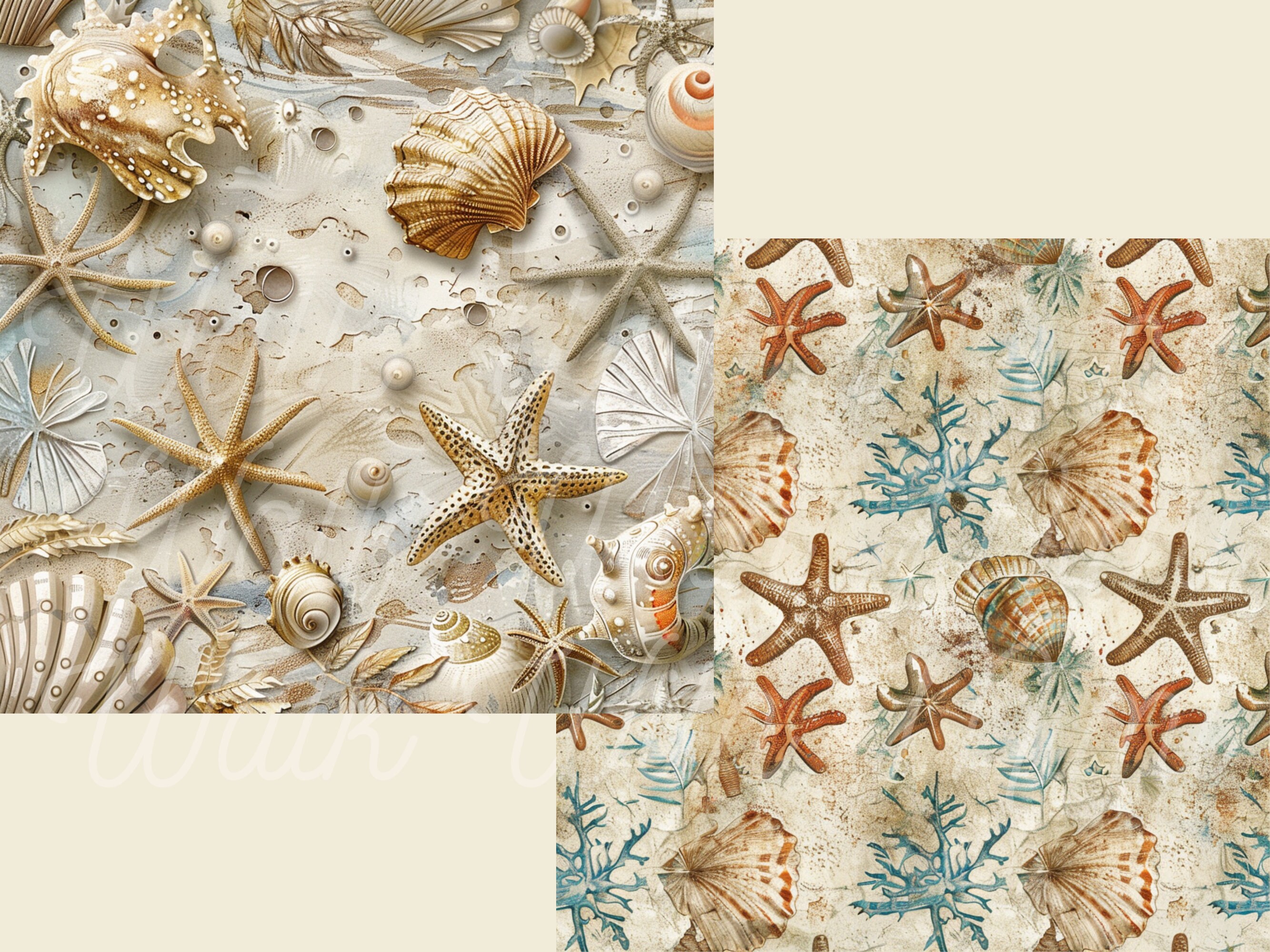 Starfish Beach Digital Paper, Backgrounds, Scrapbooking Paper, Junk ...