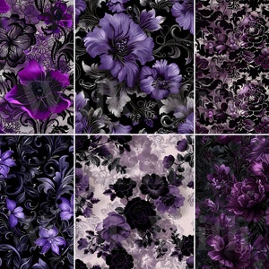 Purple Floral Digital Paper: Beautiful Patterns for Scrapbooking ...