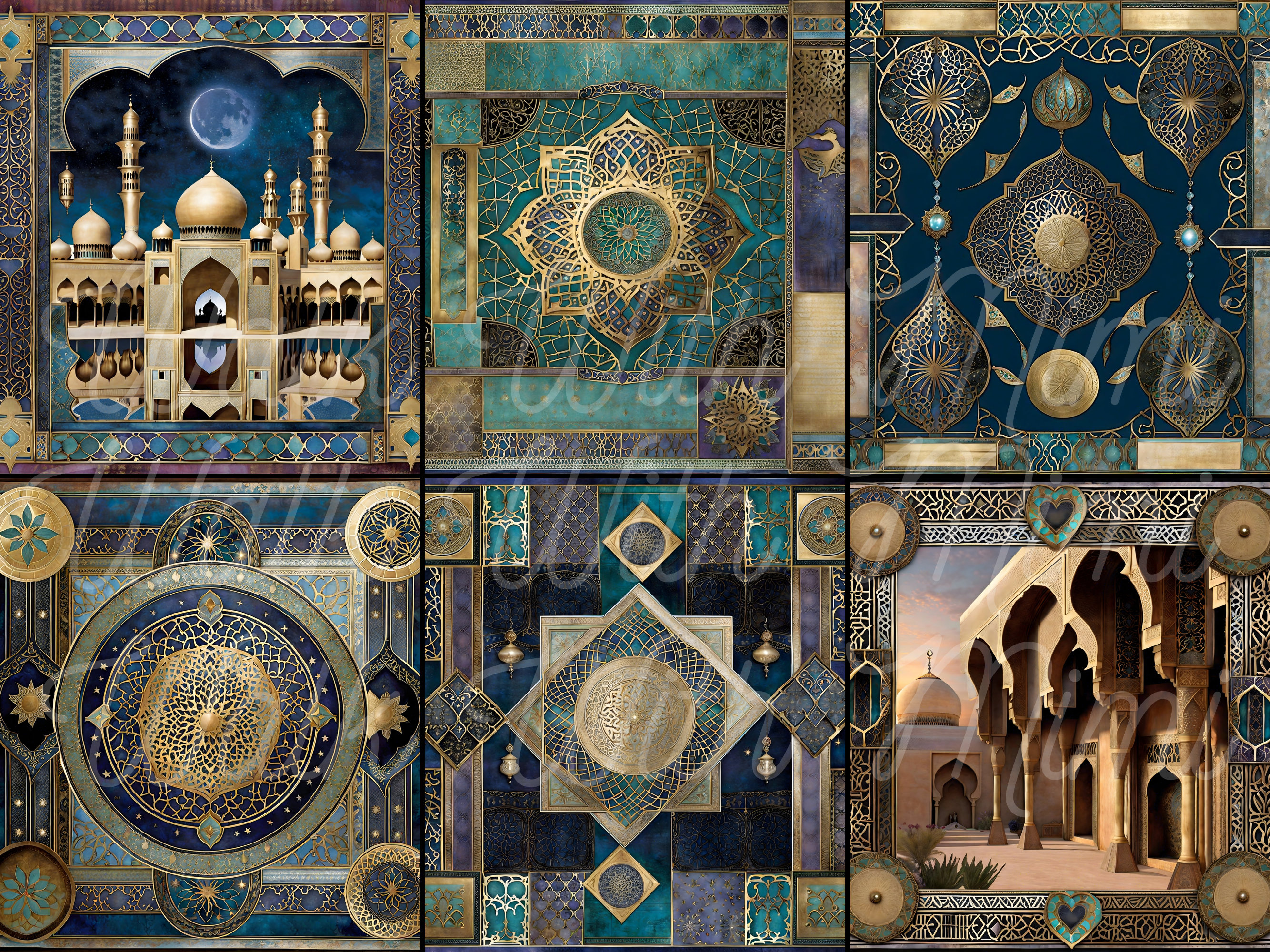 Arabian Nights Digital Paper Pack, Middle Eastern, Palace Backdrop ...