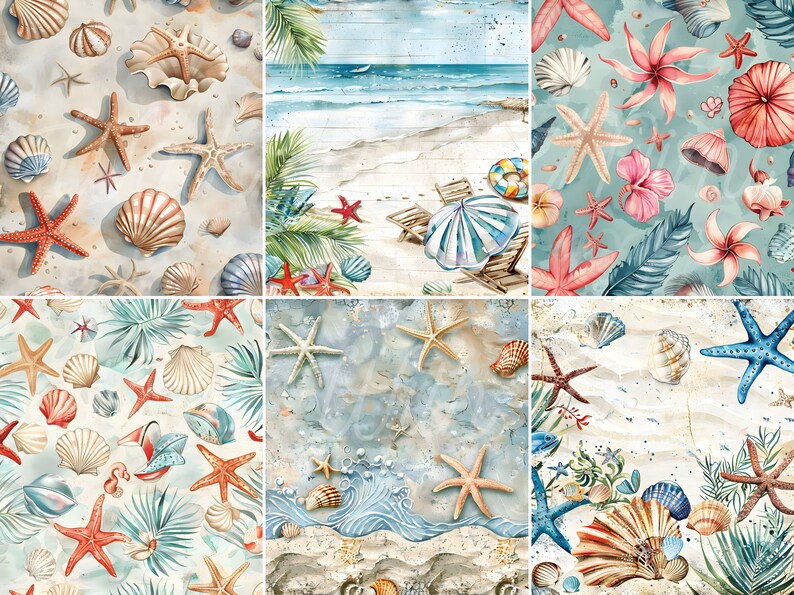 Vintage Beach Digital Papers, Beach Themed, Scrapbook Paper 26 Pages ...