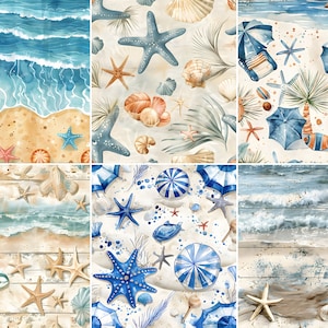 Vintage Beach Digital Papers, Beach Themed, Scrapbook Paper 26 Pages ...